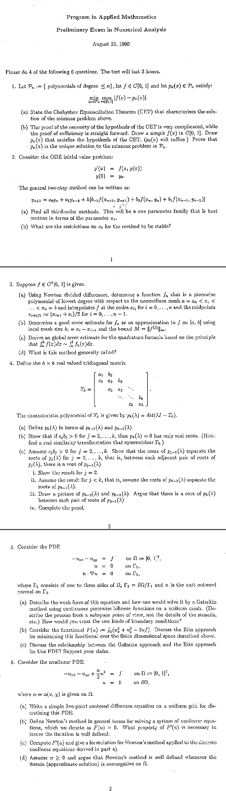 Numerical Analysis Exam Archive | Applied Mathematics | University of ...