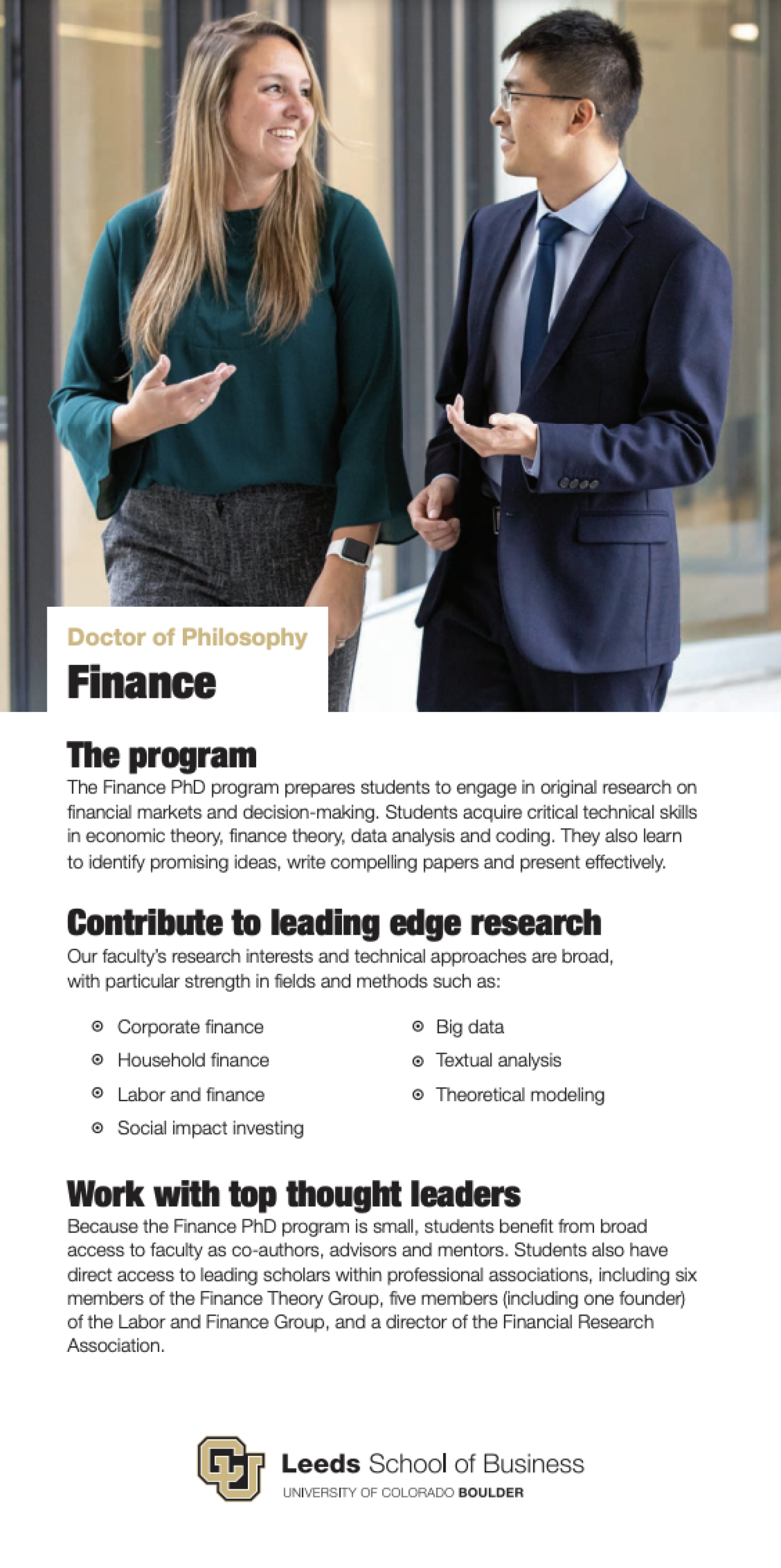 PhD in Finance | Leeds School of Business | University of Colorado Boulder