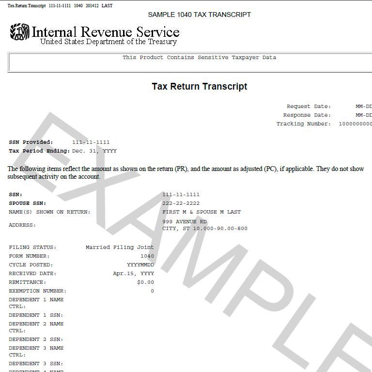 Irs Tax Return Transcript TUTORE ORG Master Of Documents