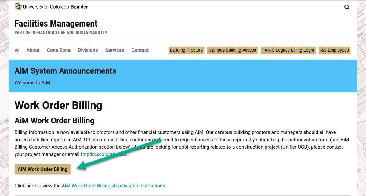 AiM Work Order Billing Instructions | Facilities Management ...