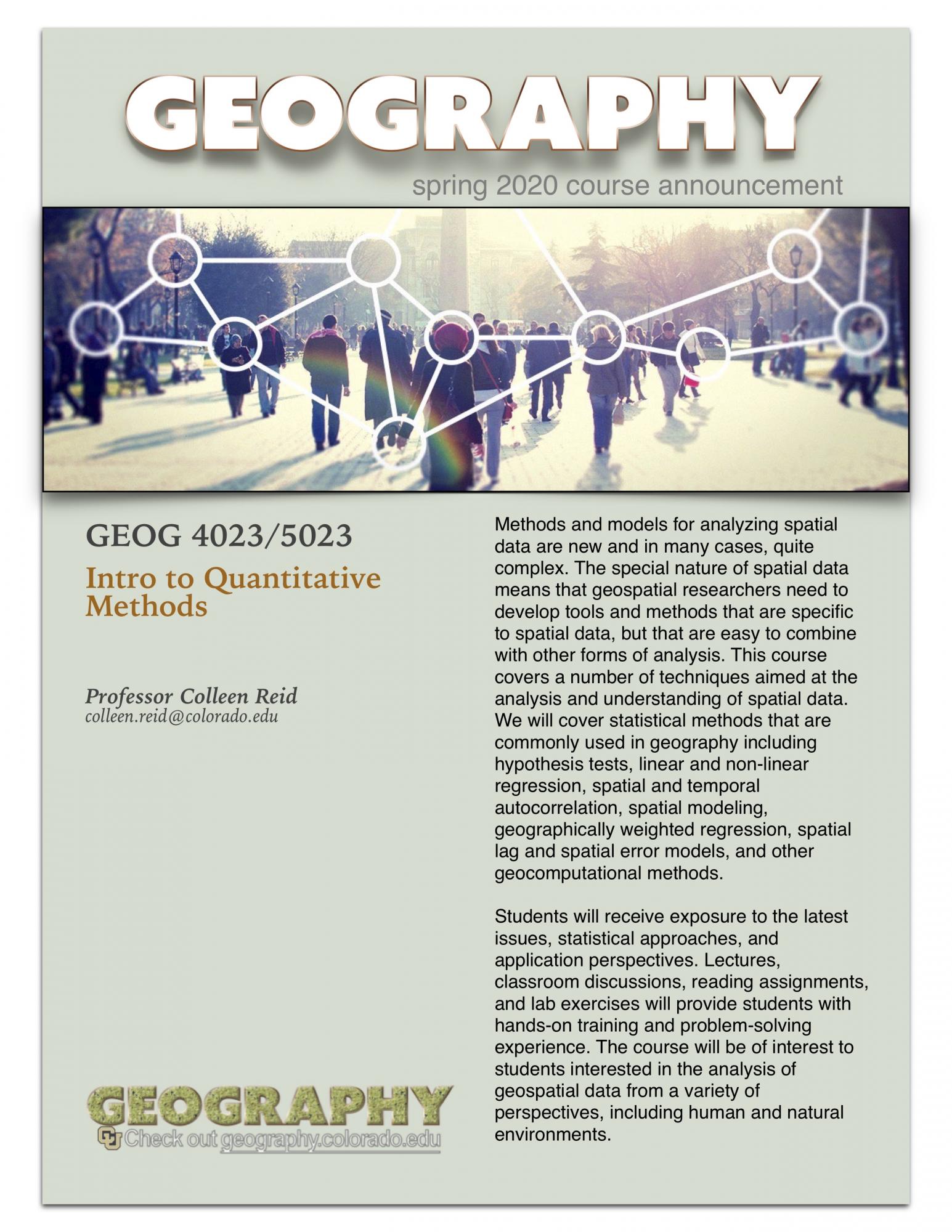 Spring 2020 Course Announcements | Geography | University of Colorado ...