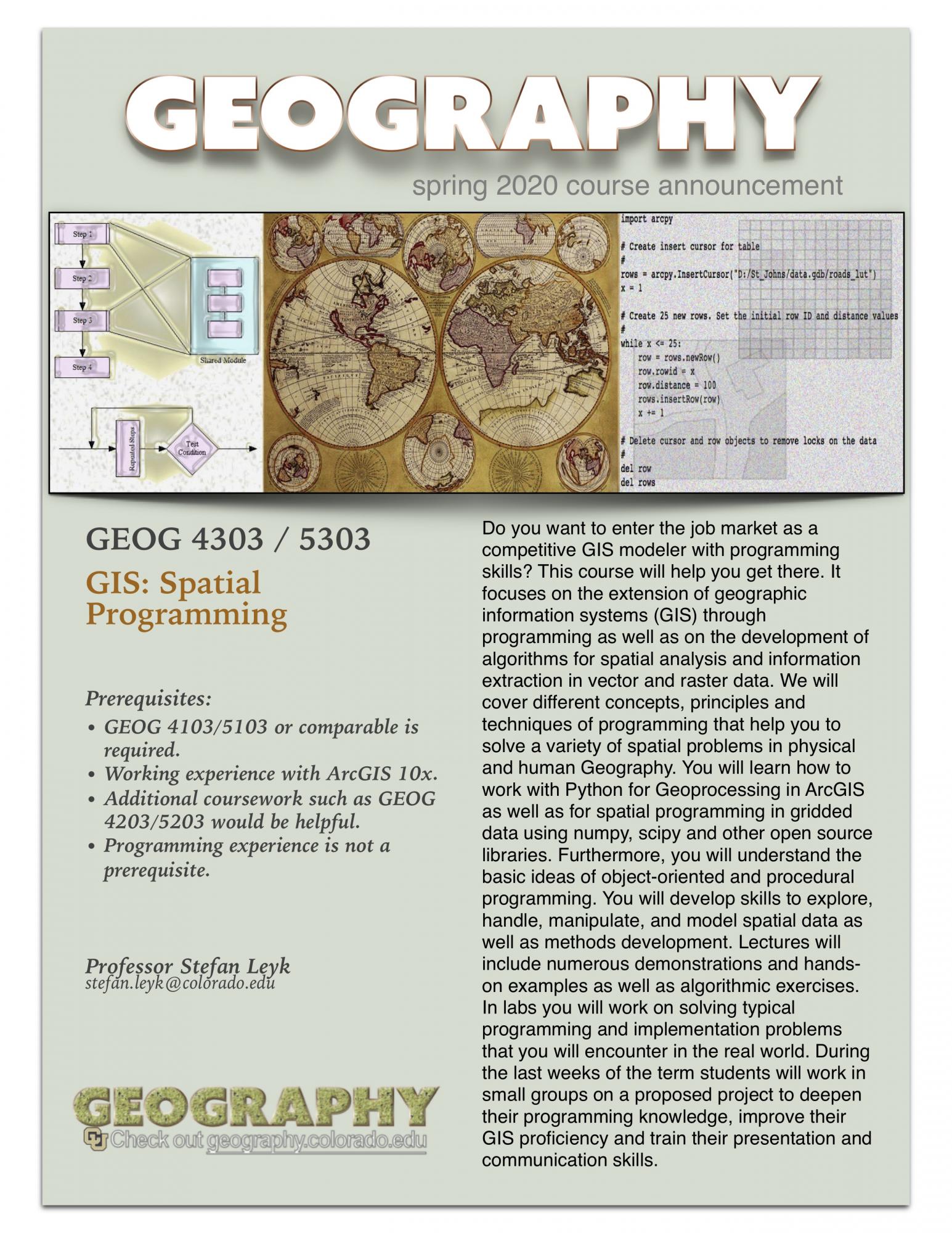 Spring 2020 Course Announcements | Geography | University of Colorado ...