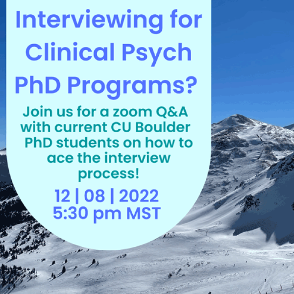 Clinical grad students hosting a zoom Q&A on how to interview for grad ...