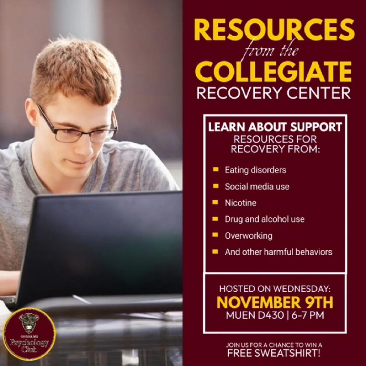 Resources from the Collegiate Recovery Center | Psychology Club ...